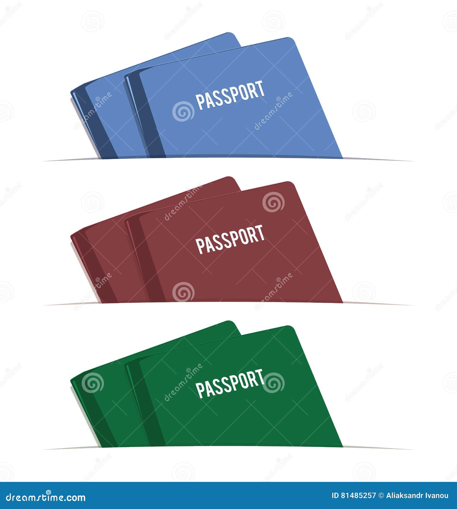 Different Colored Passports. Flat Design Stock Vector - Illustration of ...