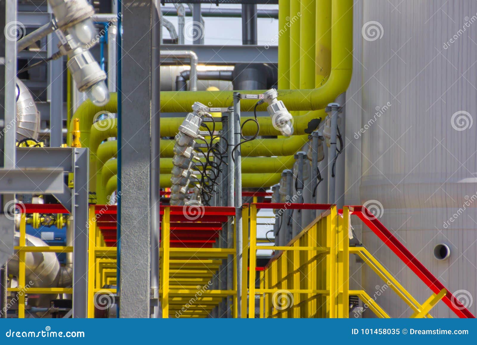 Colored piping refinery stock image. Image of fraction - 101458035