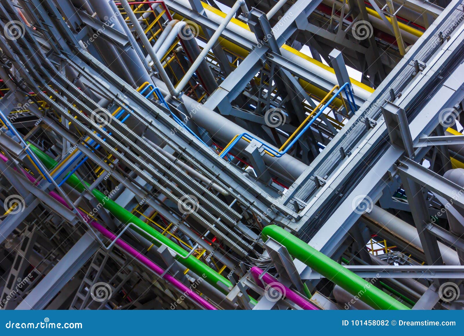 Colored piping refinery stock photo. Image of pipes - 101458082
