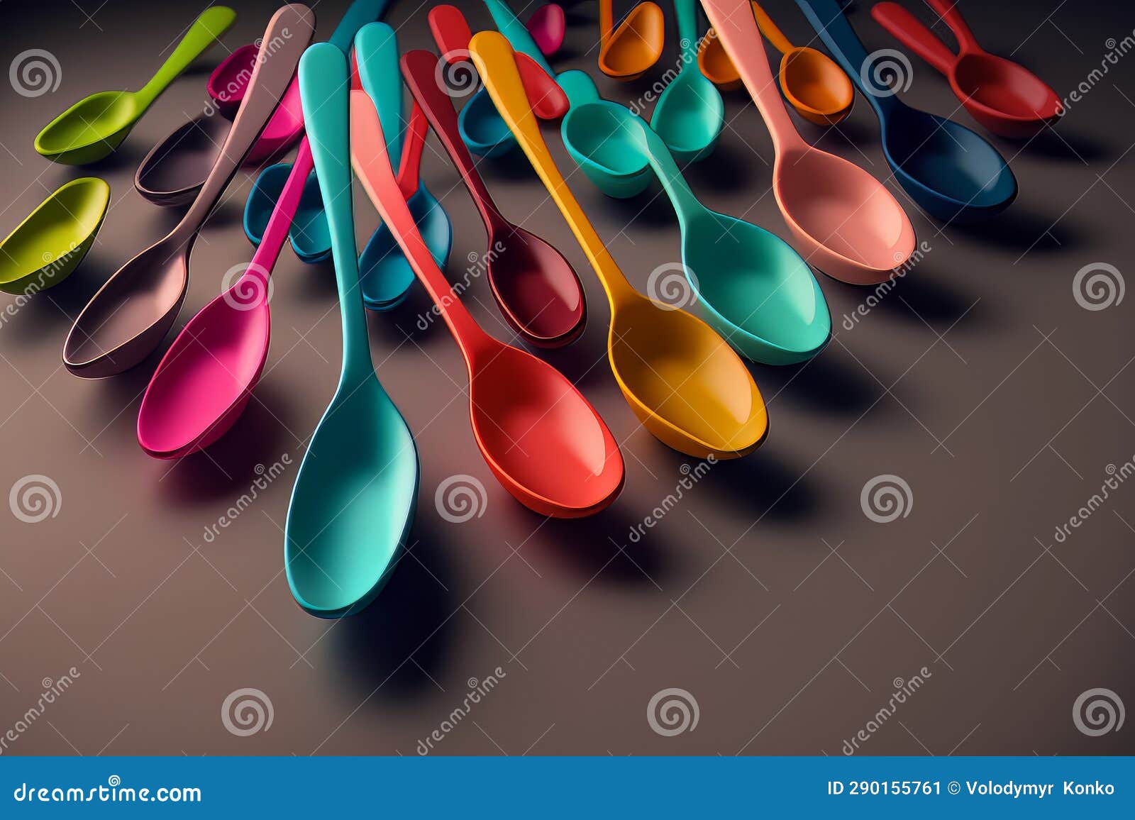 Different Colored Plastic Spoons. Generative Ai Stock Image - Image of ...