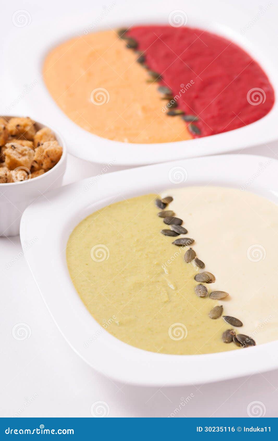 Different Colored Puree Soups Stock Photo - Image of dinner, color ...
