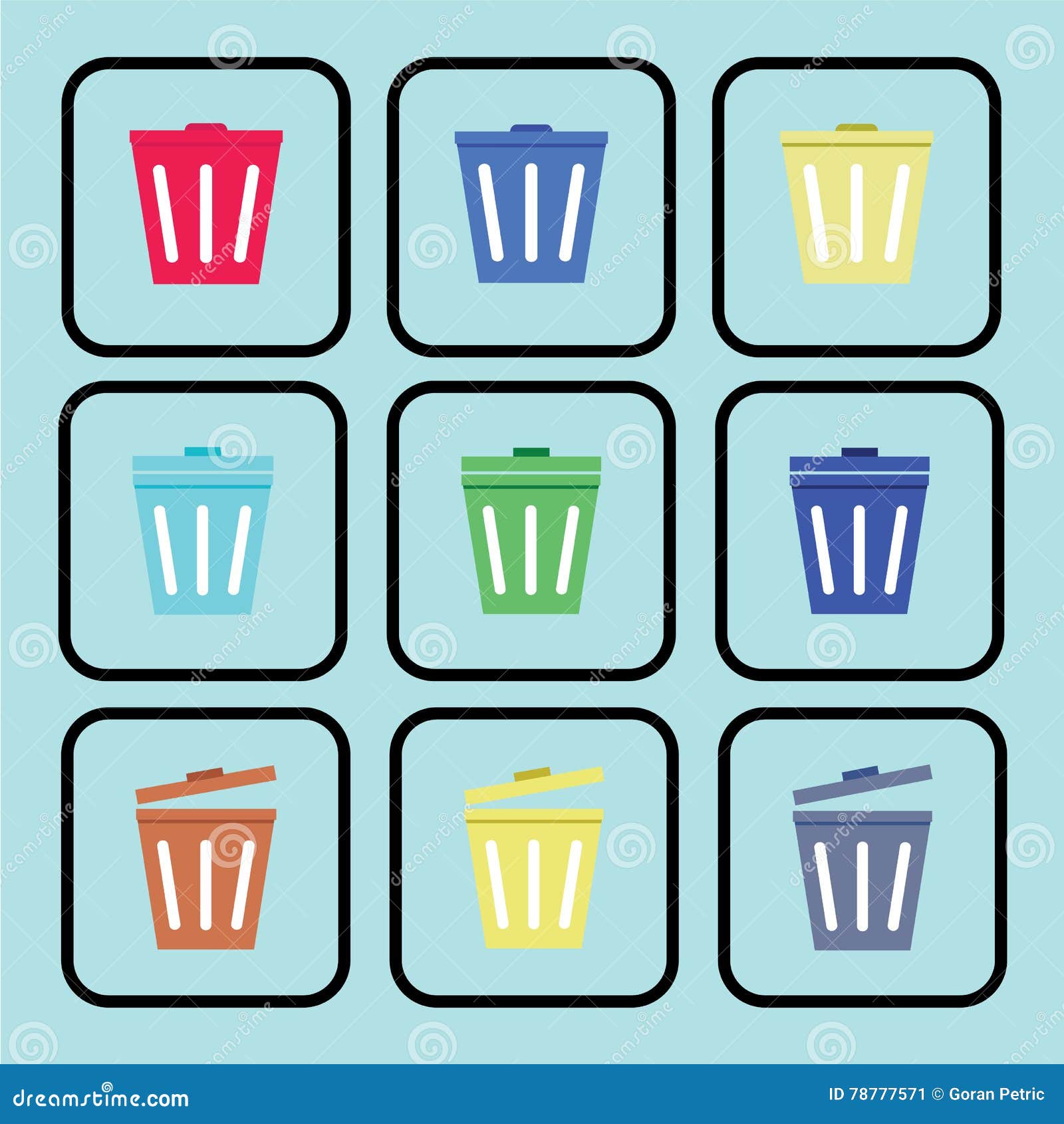 Different Colored Recycle Waste Bins Illustration.waste Bins With Trash ...