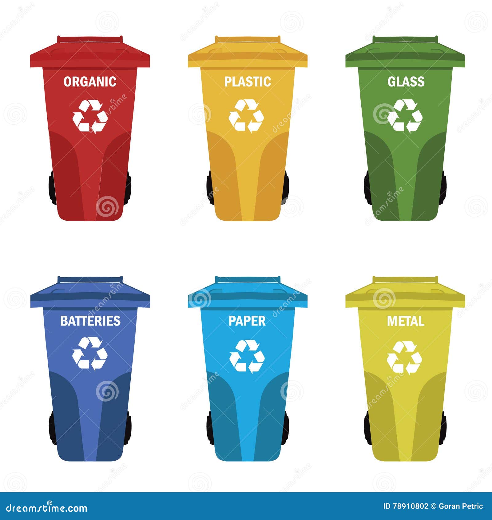 Different Colored Recycle Waste Bins Vector Illustration Stock Vector ... Different Colored Recycle Waste Bins Vector Illustration Stock Vector ...