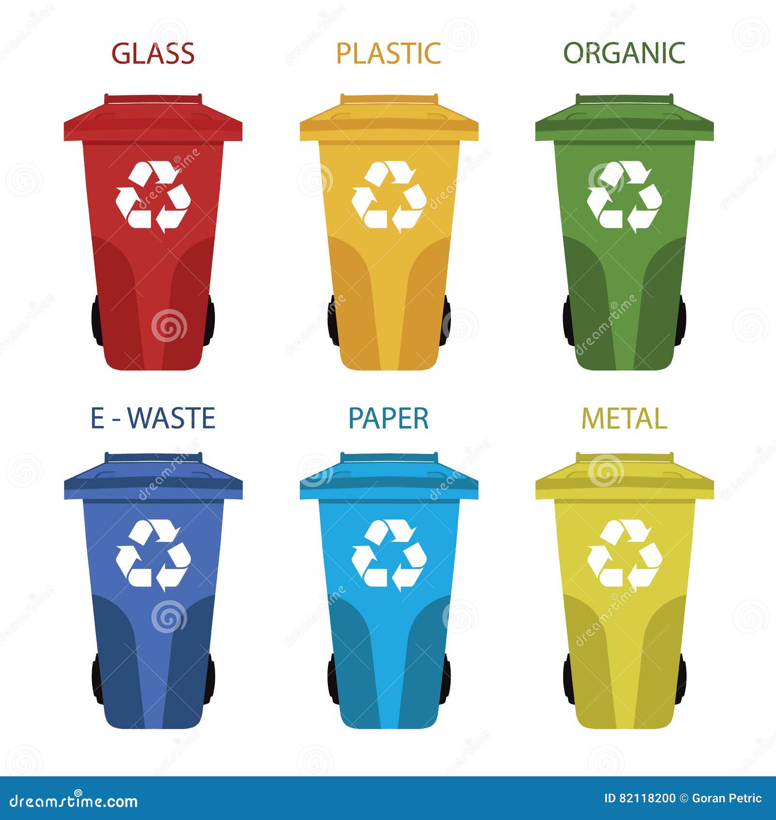 Different Colored Recycle Waste Bins Stock Vector - Illustration of ...