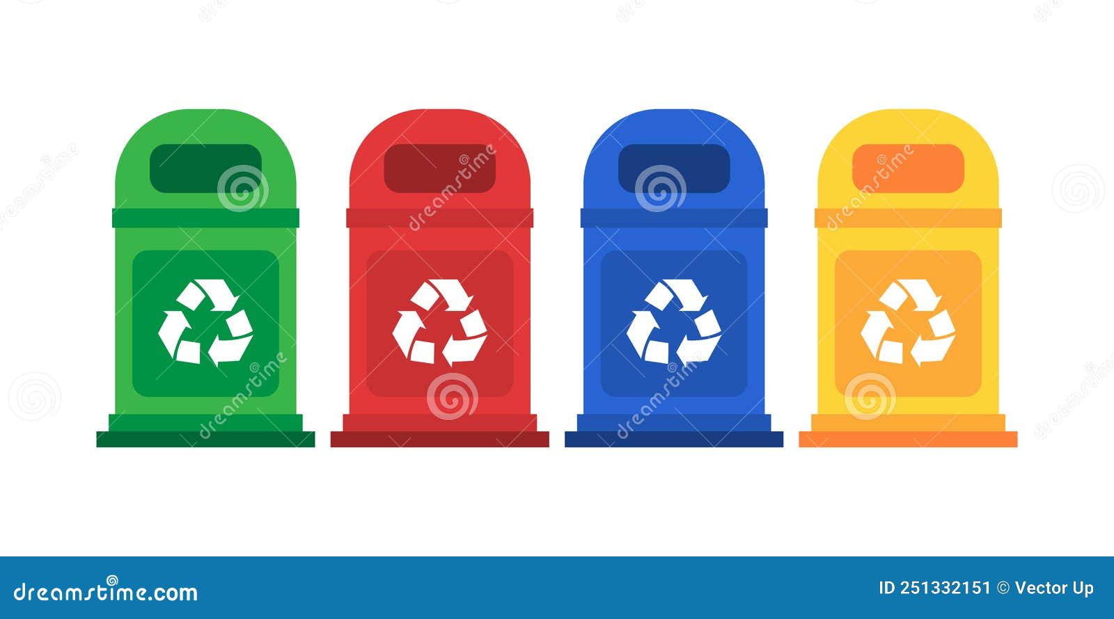 Different Colored Recycle Waste Bins Vector Illustration, Waste Types ... Different Colored Recycle Waste Bins Vector Illustration, Waste Types ...