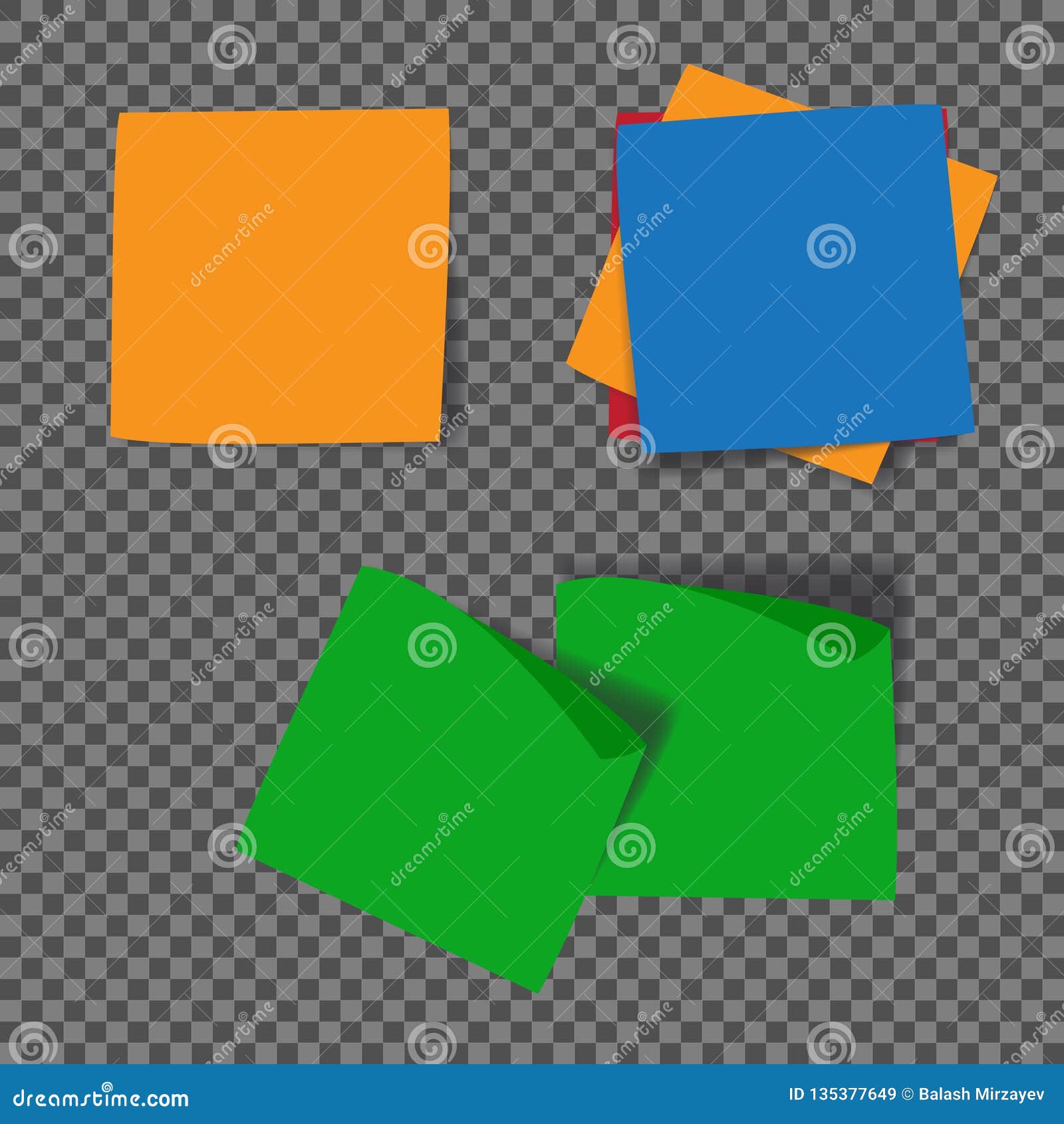 Different Colored Sheets of Note Papers Collection. Curled Corner Stock ...