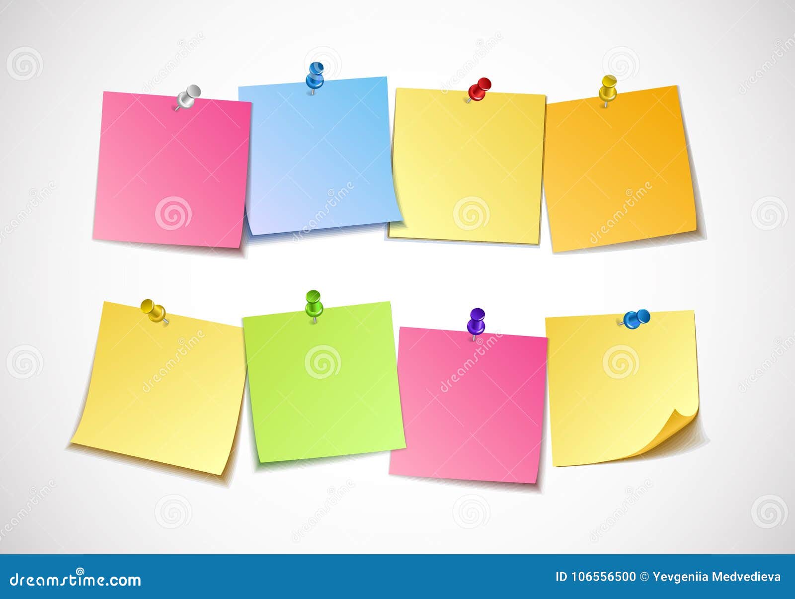 Different Colored Sheets Of Note Papers Collection. Stock Vector ...