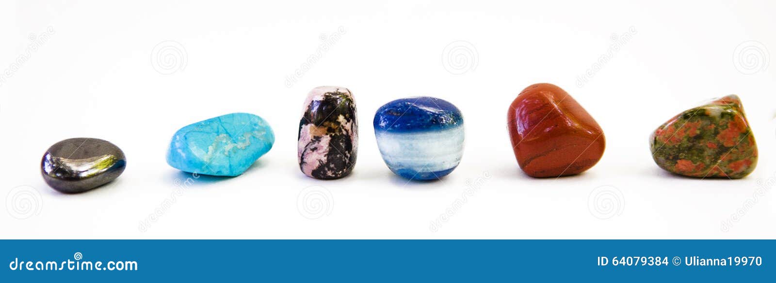 Different Colored Stones in Row Isolated on White Stock Photo - Image ...