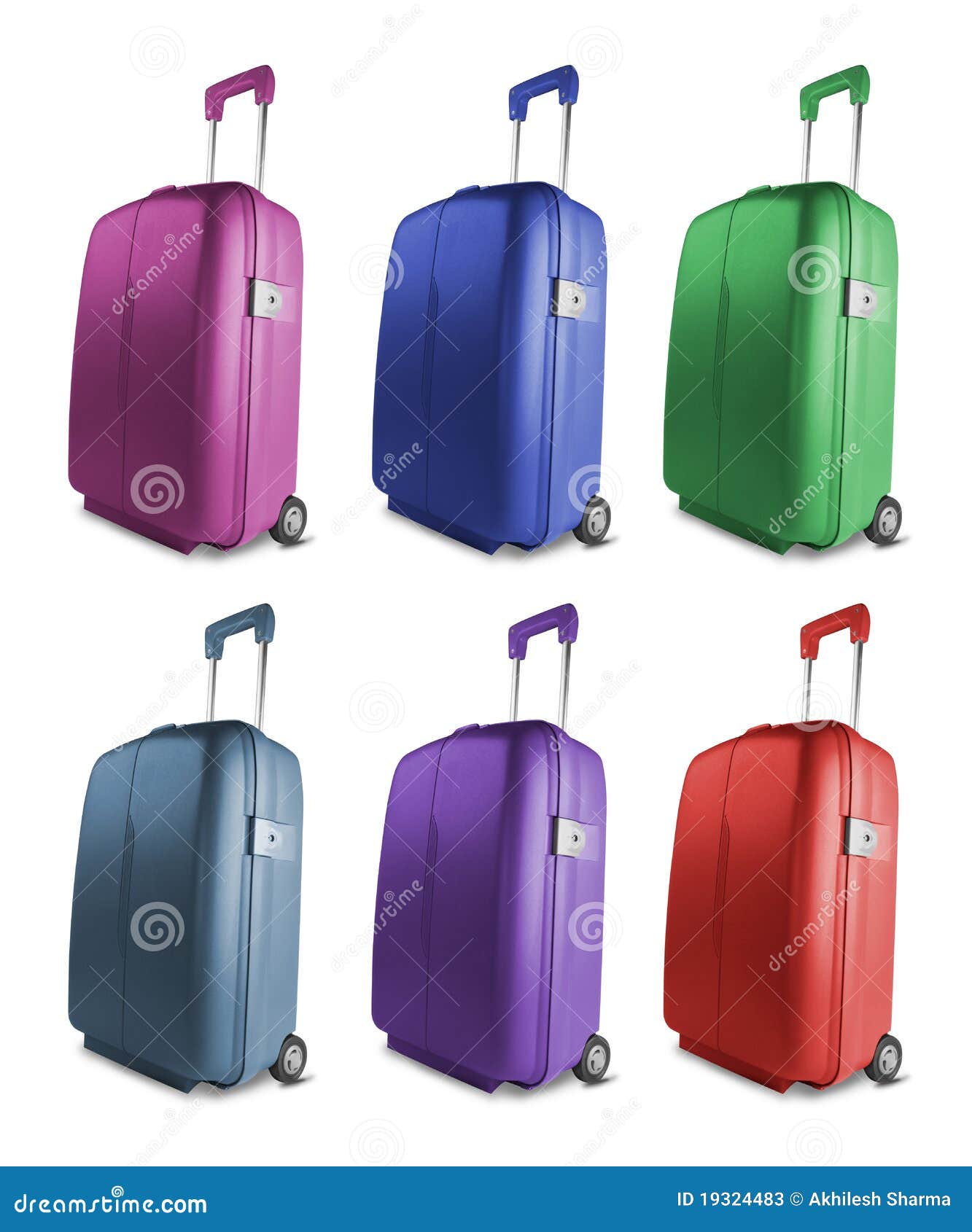 Different Colored Suitcases Stock Image - Image of wheel, travel: 19324483