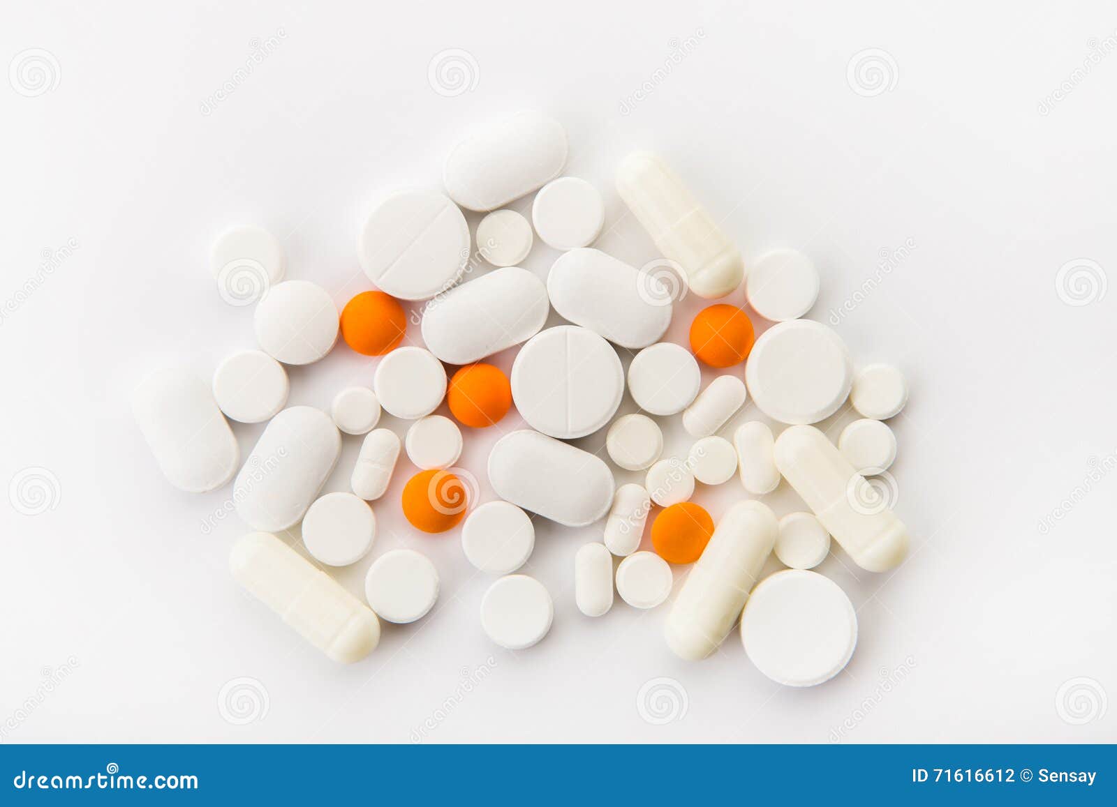 Different Colored Tablets on a White Background Close Stock Photo ...
