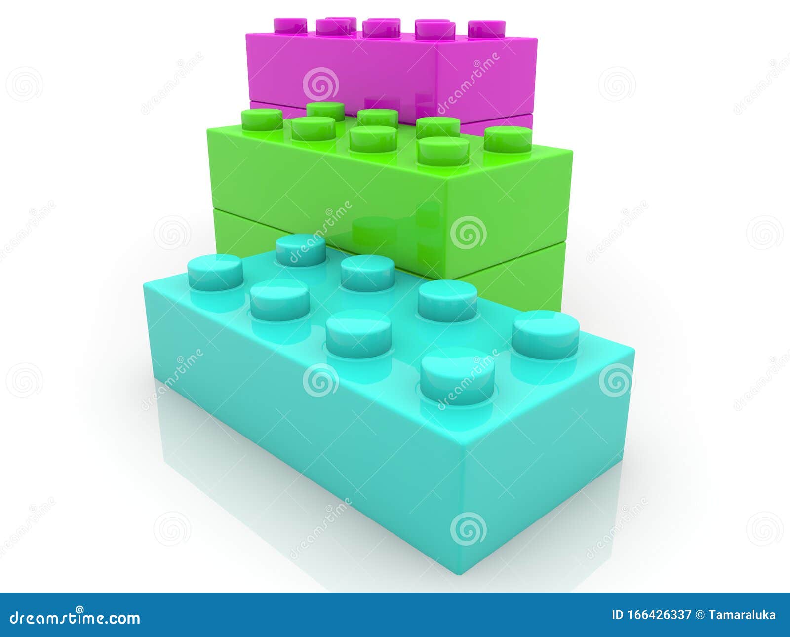 Different Colored Toy Bricks on White Stock Illustration - Illustration ...