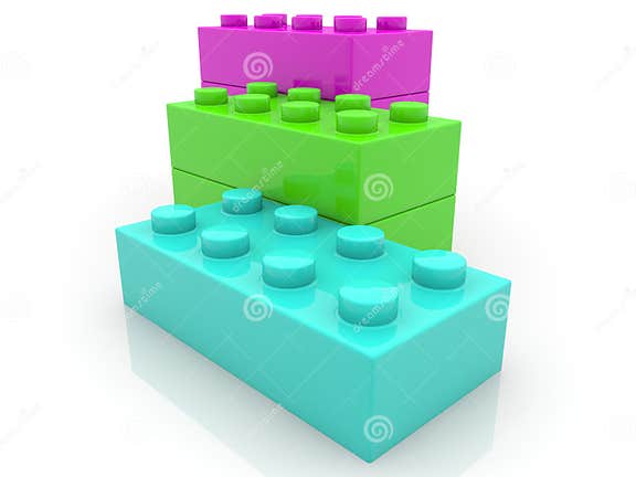Different Colored Toy Bricks on White Stock Illustration - Illustration ...