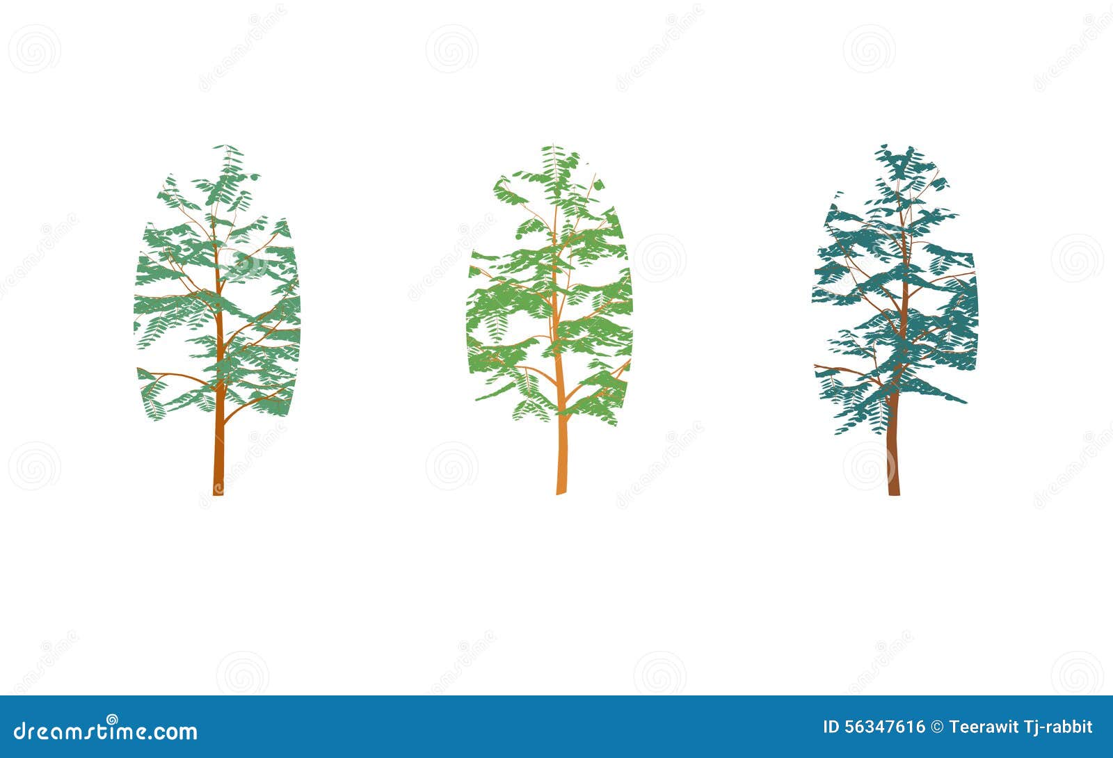 Different Colored Trees in Flat Design.Set Isolated on White Stock ...