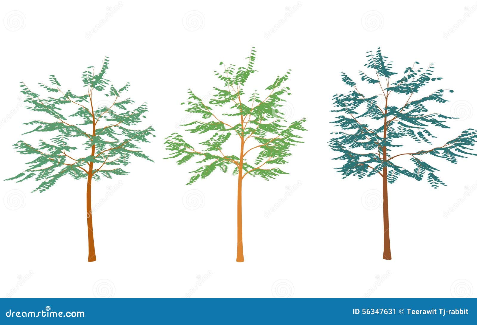Different Colored Trees in Flat Design.Set Isolated on White Stock ...
