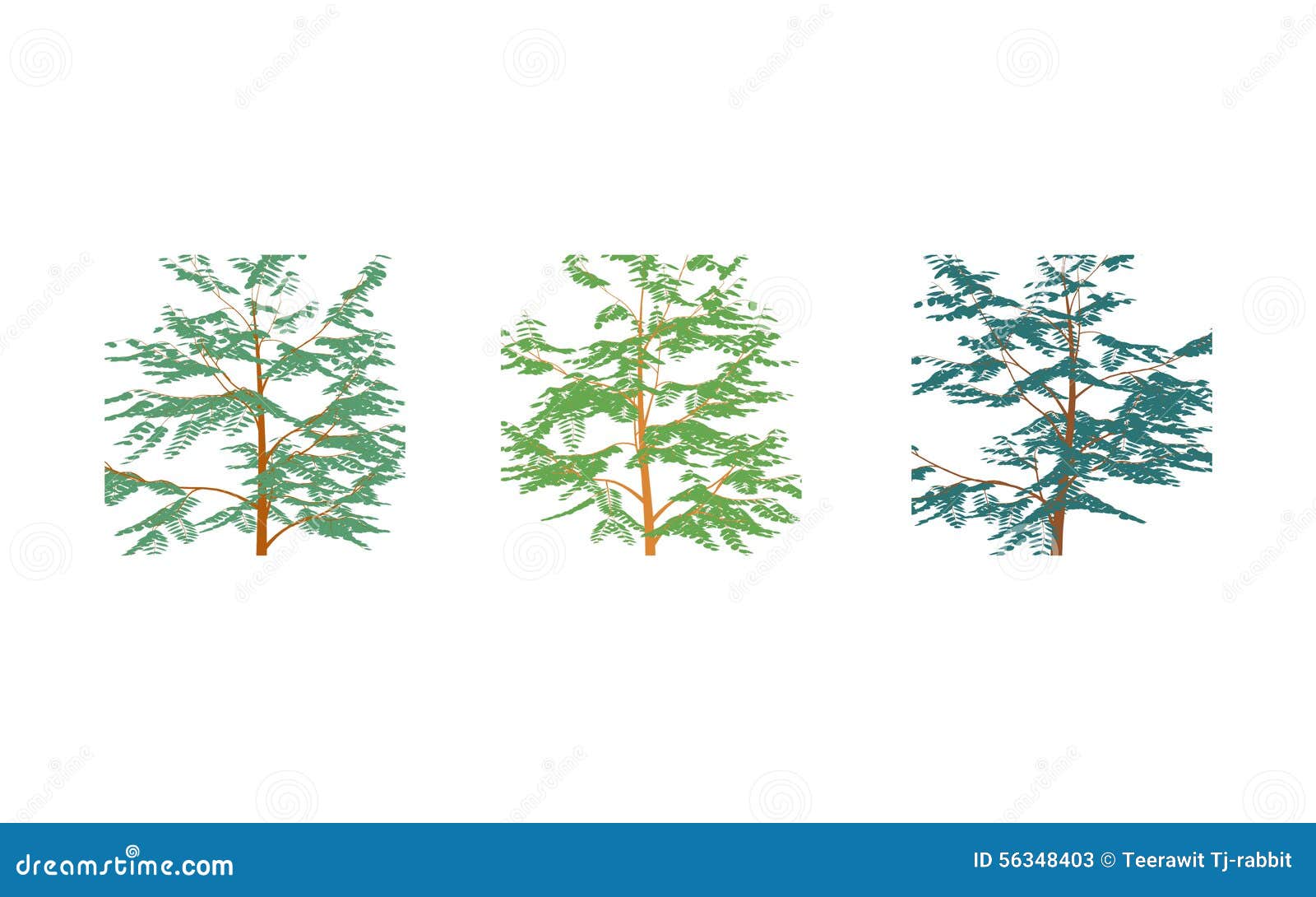 Different Colored Trees in Flat Design.Set Isolated on White Stock ...