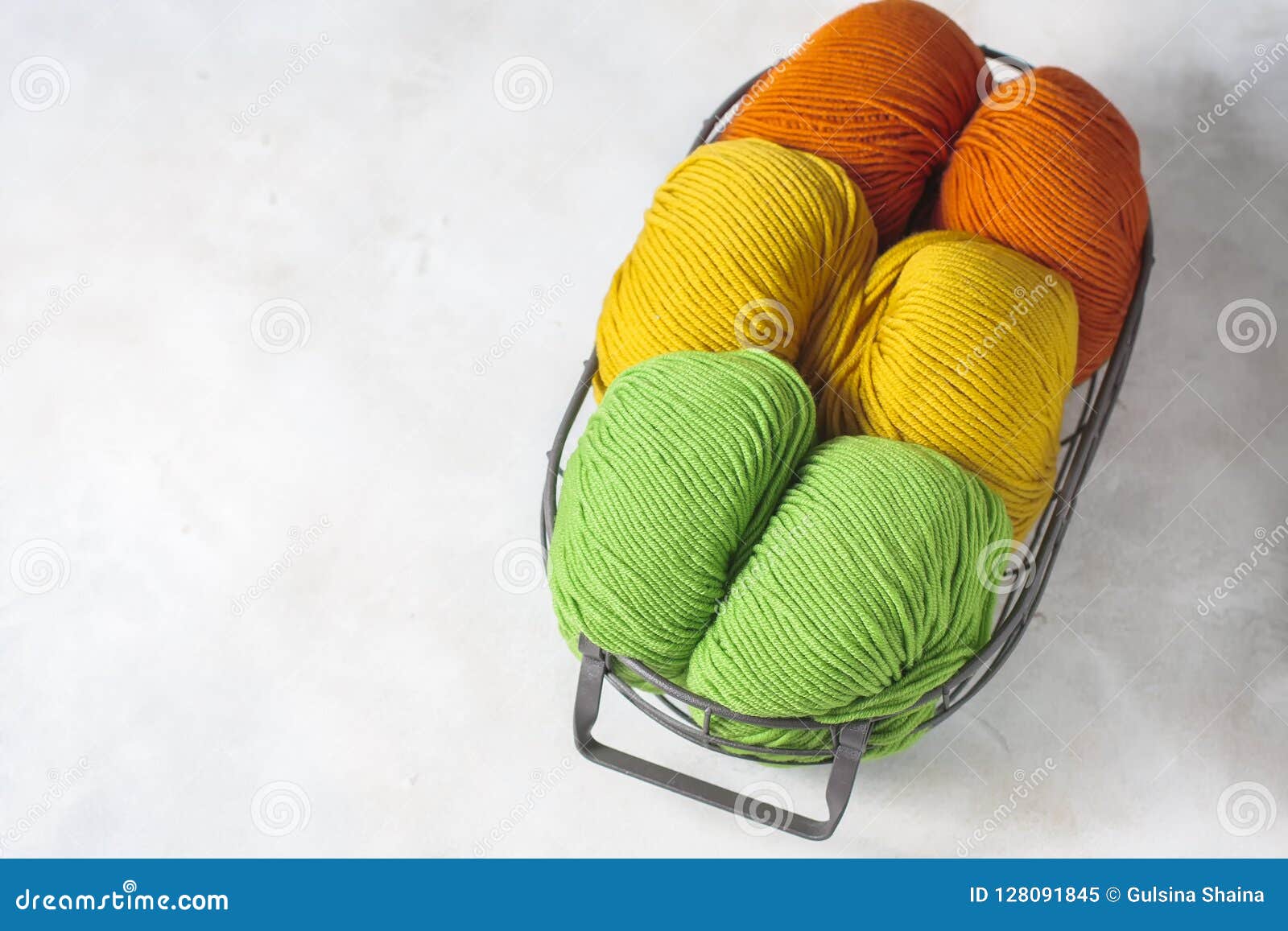 Different Colored Yarn in a Basket. the Concept of Knitting and ...