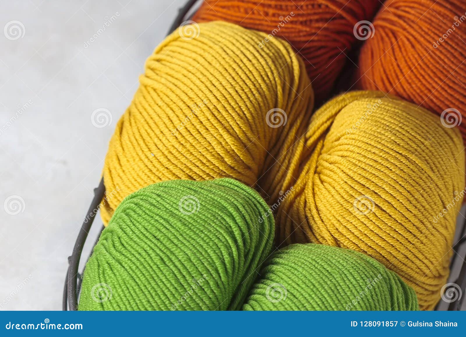 Different Colored Yarn in a Basket. the Concept of Knitting and ...