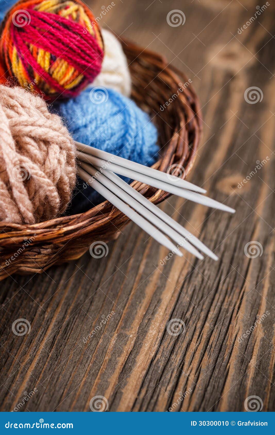 Different colored yarn stock photo. Image of wooden, needle - 30300010