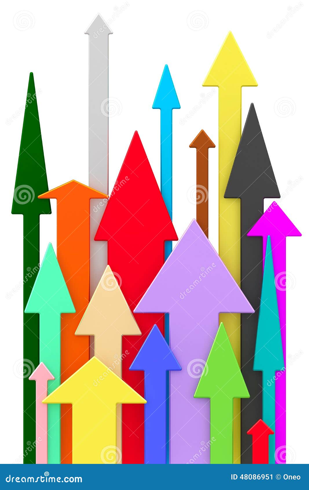 Different Colorful Arrows Directed Upwards on White Background Stock ...