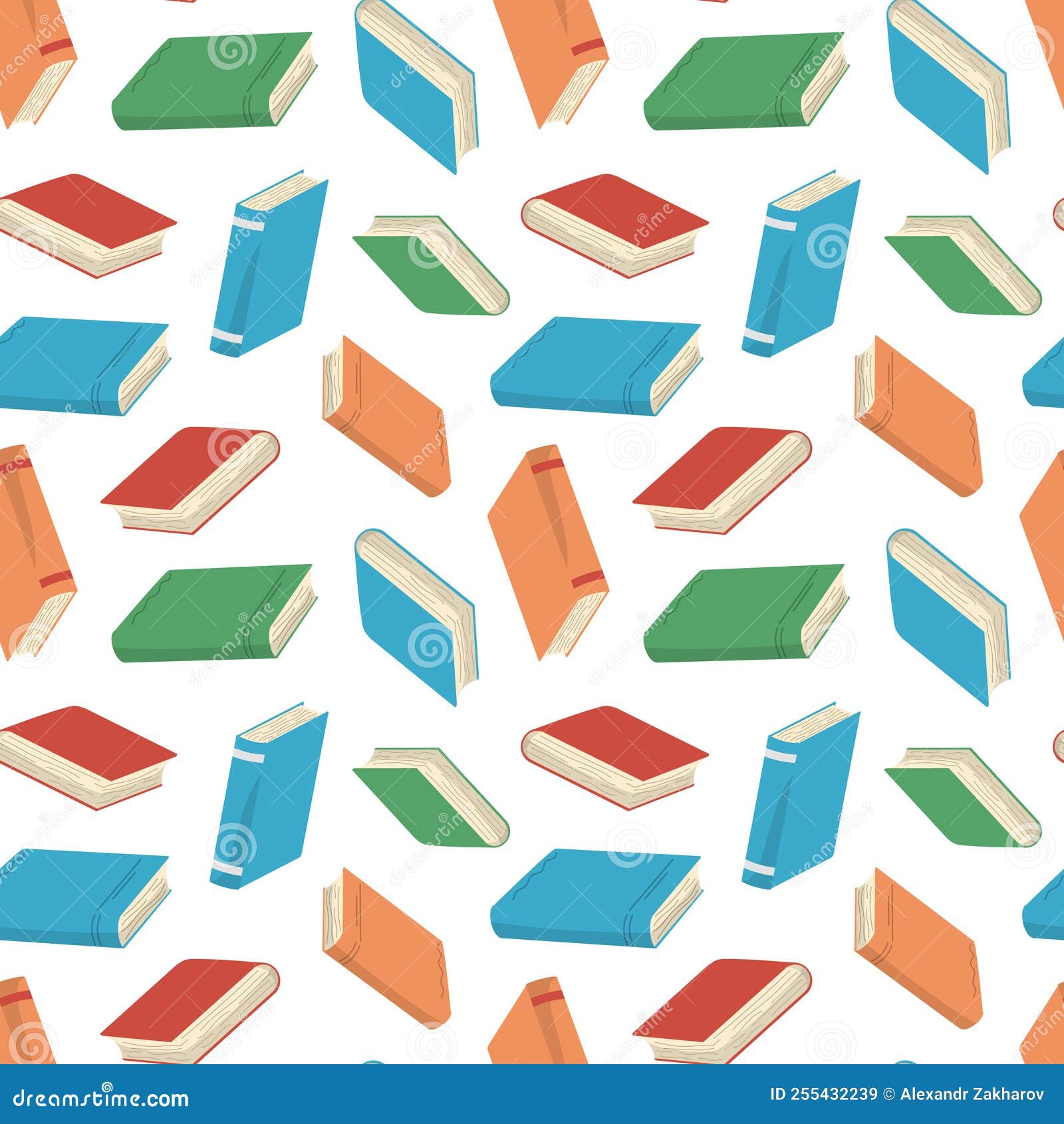 Different Colorful Books Seamless Pattern. Vector Illustration in Flat ...