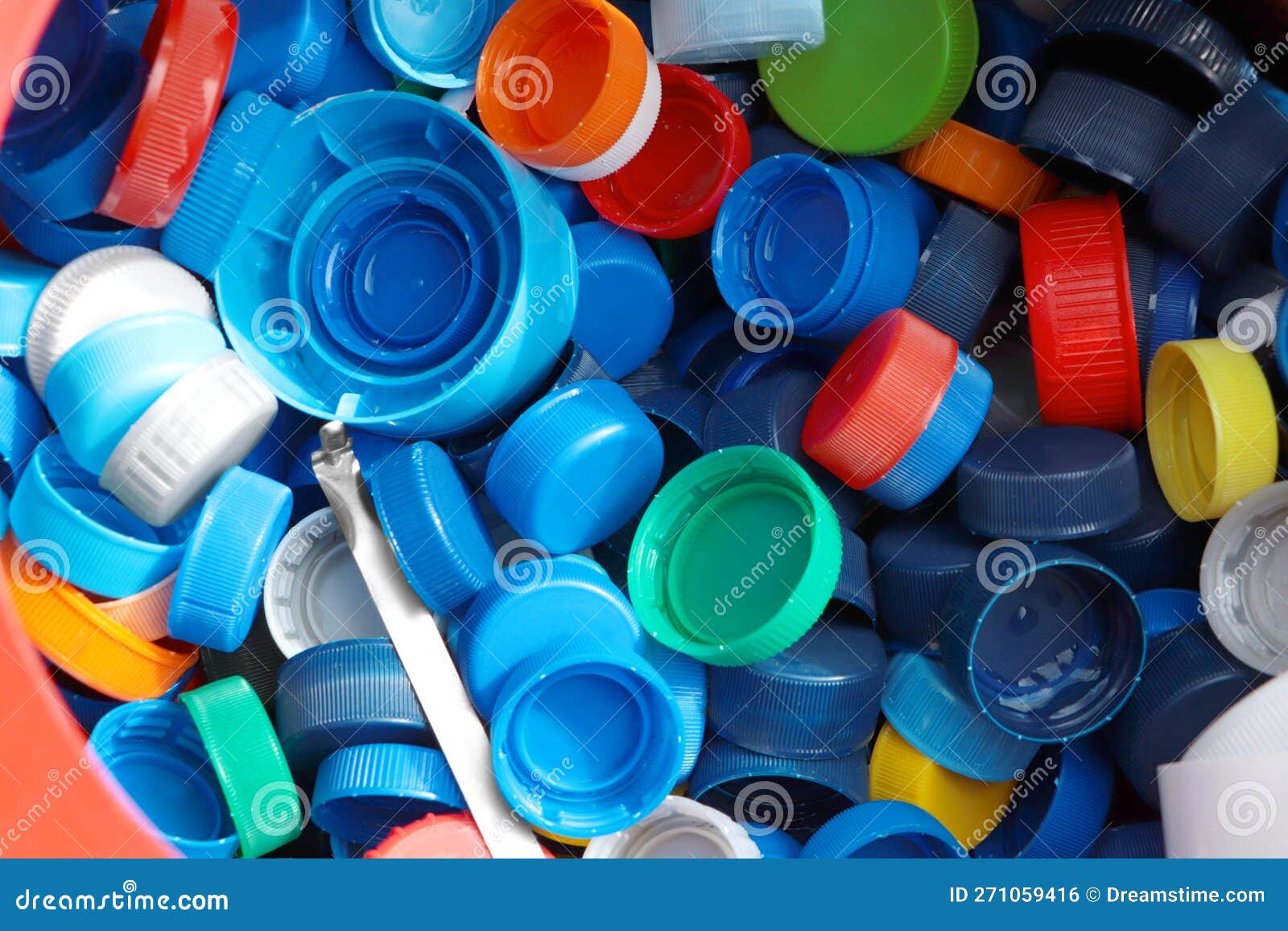 Different Colorful Bottle Caps, Top View. Plastic Recycling Stock Photo ...