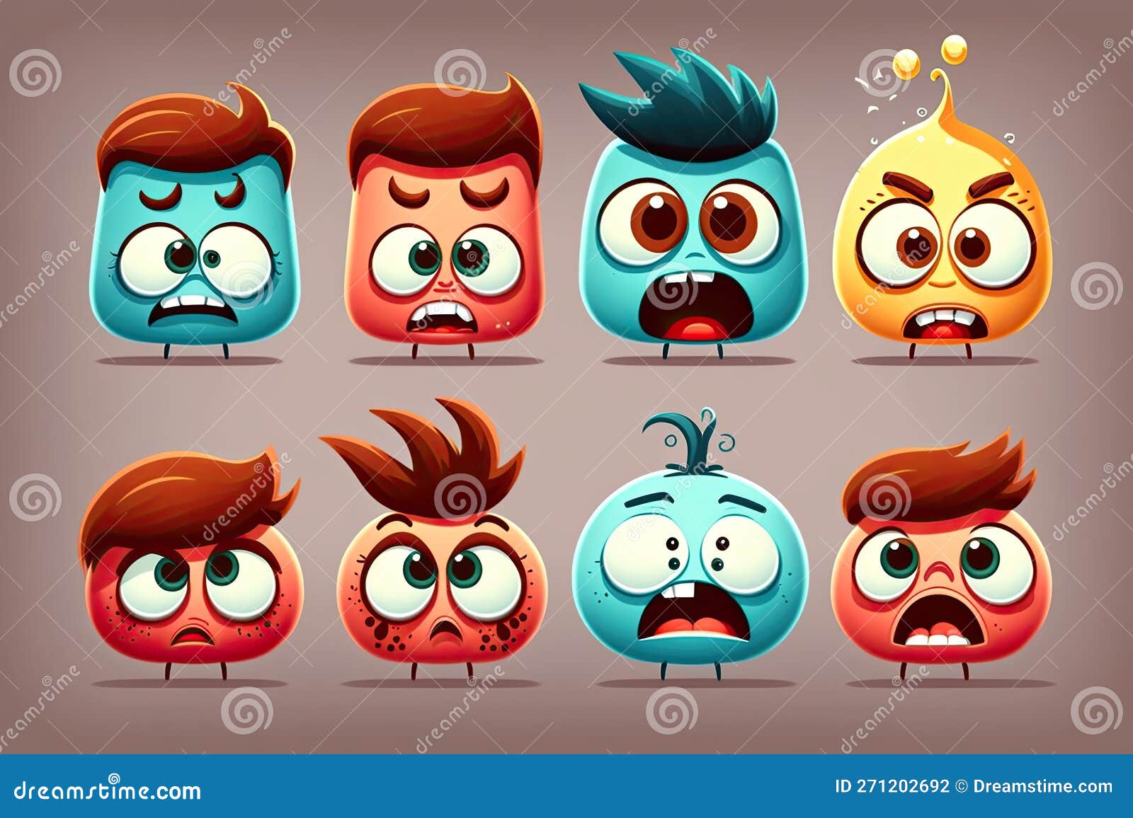 Different Colorful Characters with Different Emotions. Generative Ai ...
