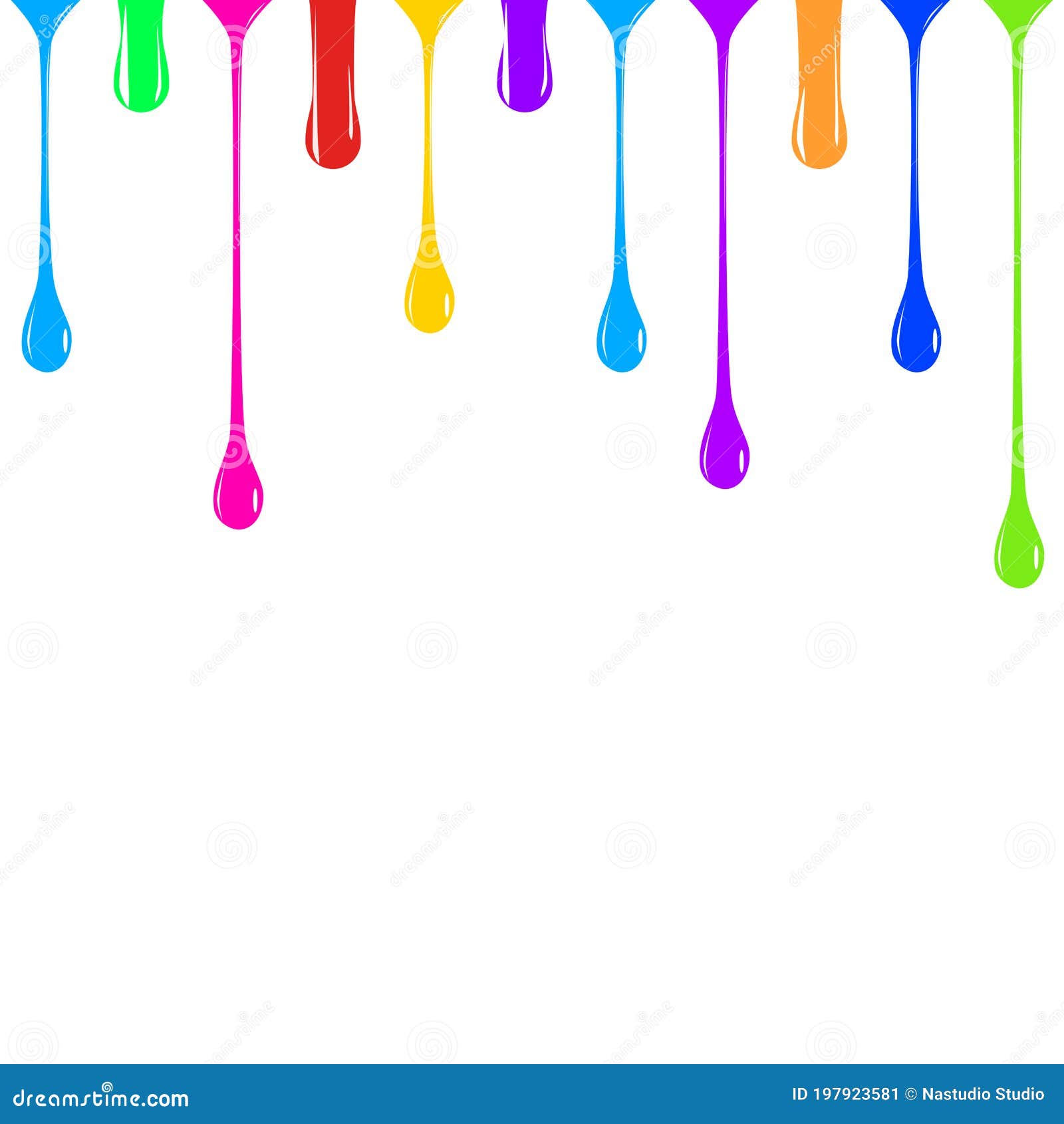 Different Colorful Drops. Paint Falling Drips. Rainbow Oil Paint Stock ...