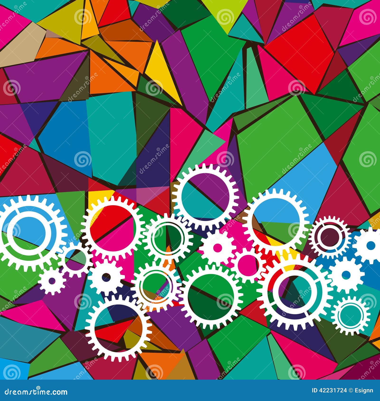 Different Colorful Gears with Abstract Background Stock Vector ...