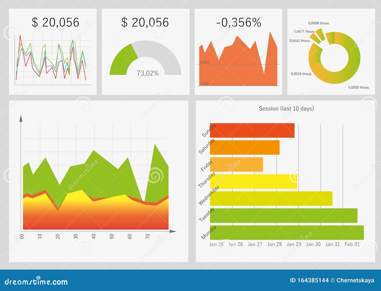 Different Colorful Graphs with Statistic Information. Stock ...