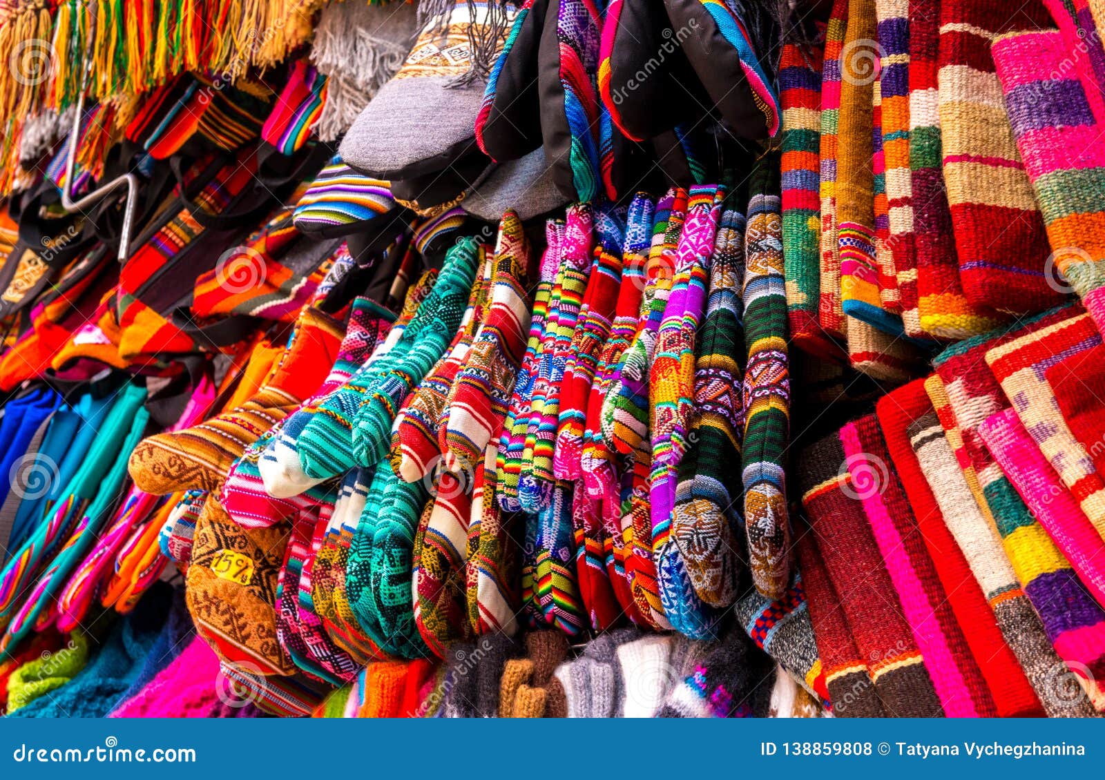 Different Colorful Laces on the Souvenir Store in Bolivia Stock Photo ...
