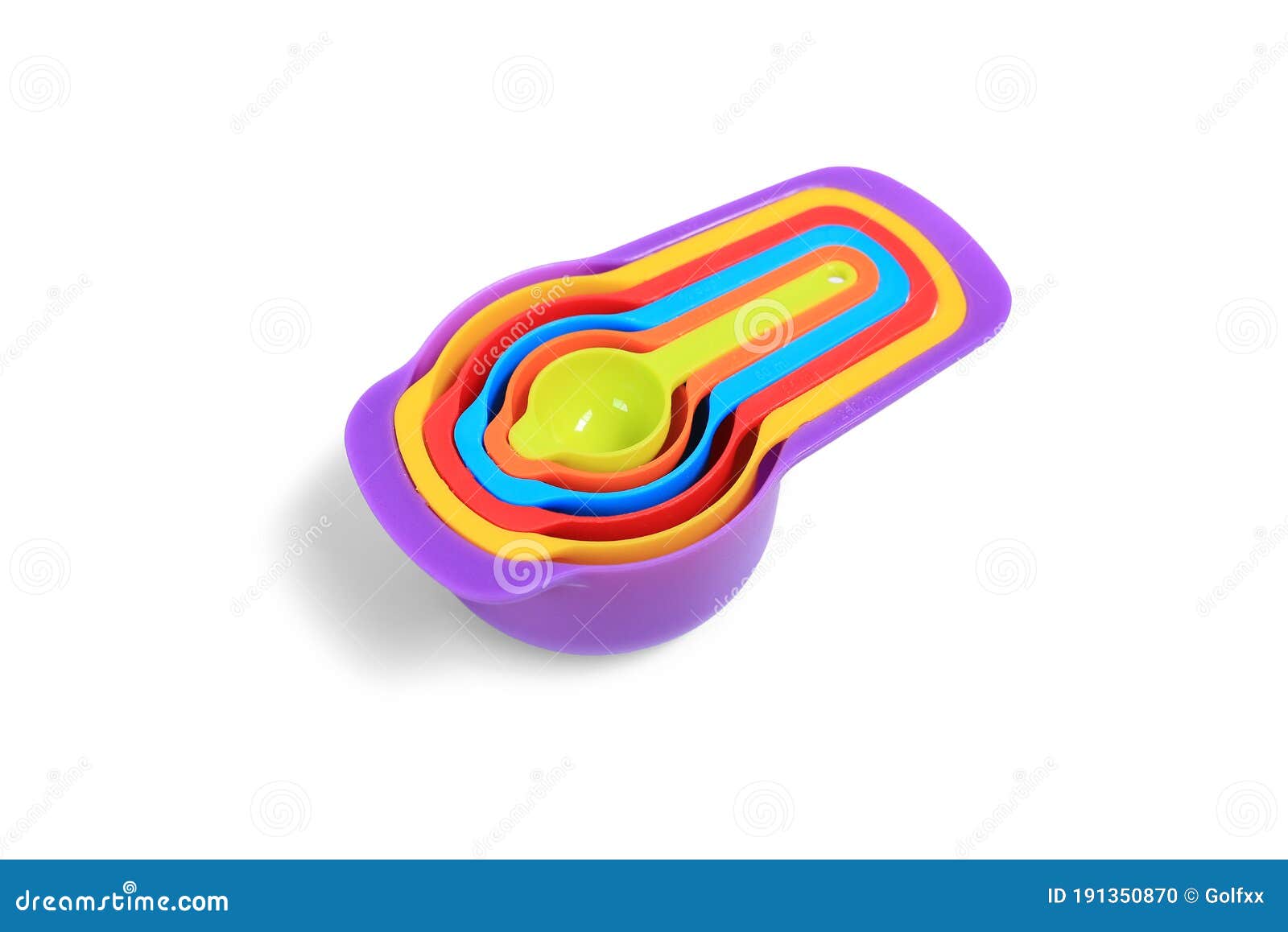Different Colorful Measuring Cups Set Isolated on White Background ...
