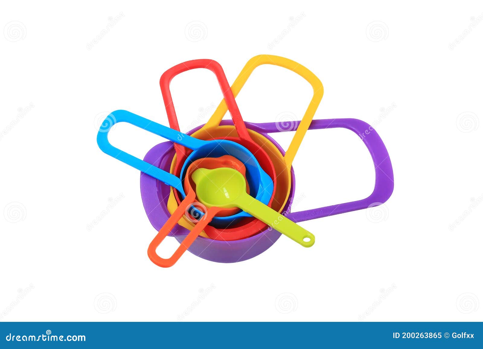 Different Colorful Measuring Cups Set Isolated on White Background ...