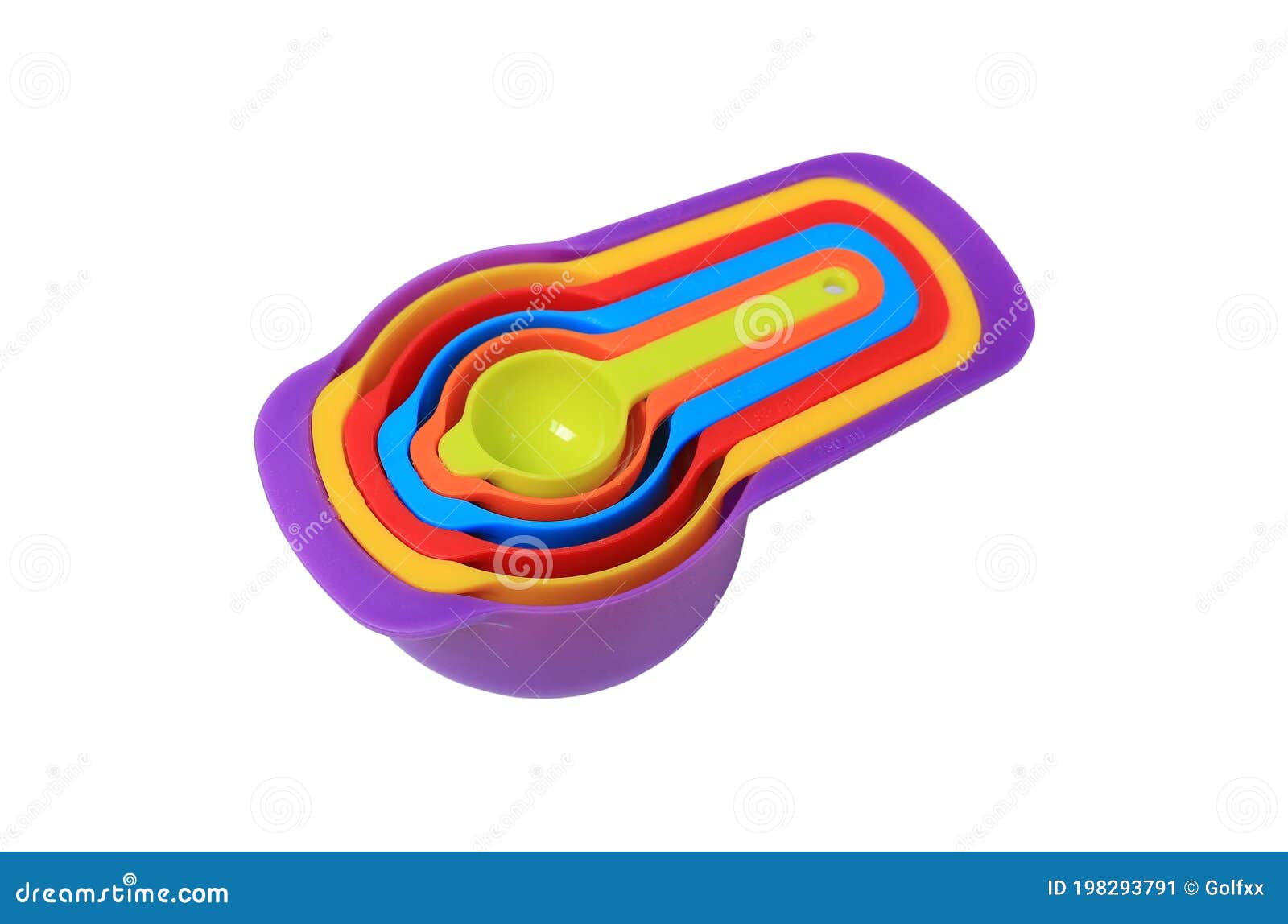 Different Colorful Measuring Cups Set Isolated on White Background ...