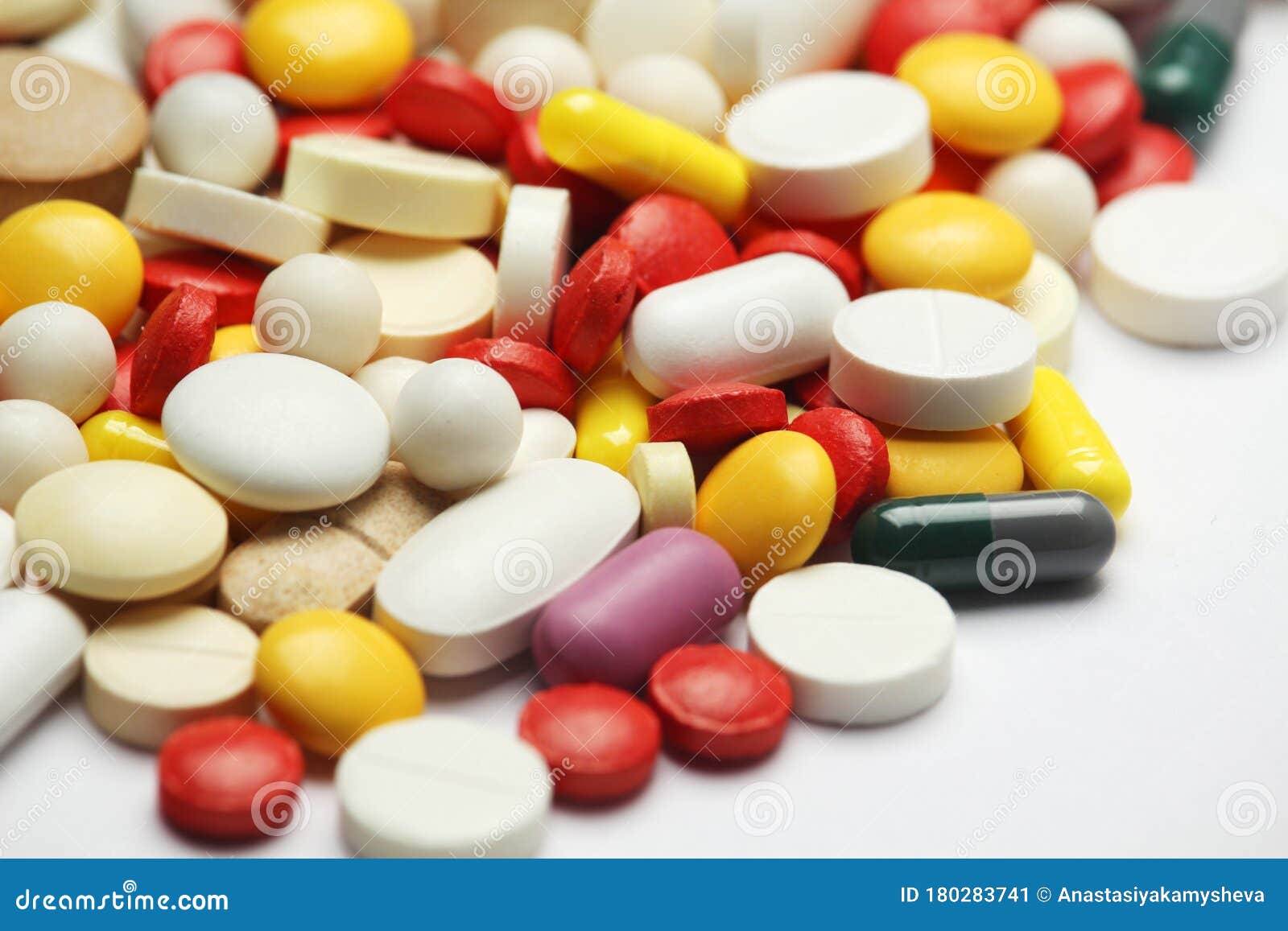 Different Colorful Tablets at White Background Stock Image - Image of ...