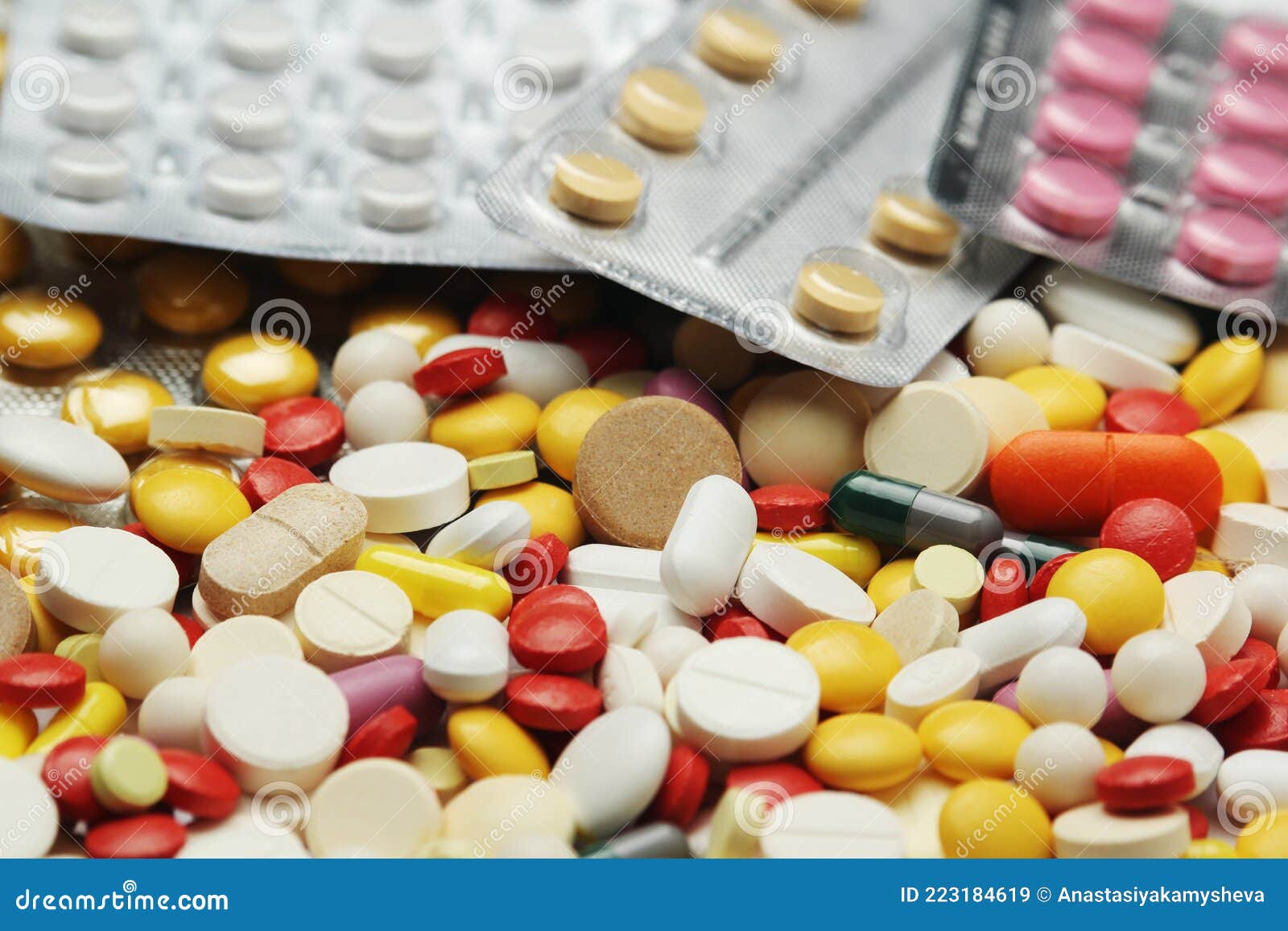 Different Colorful Tablets at White Background Stock Image - Image of ...