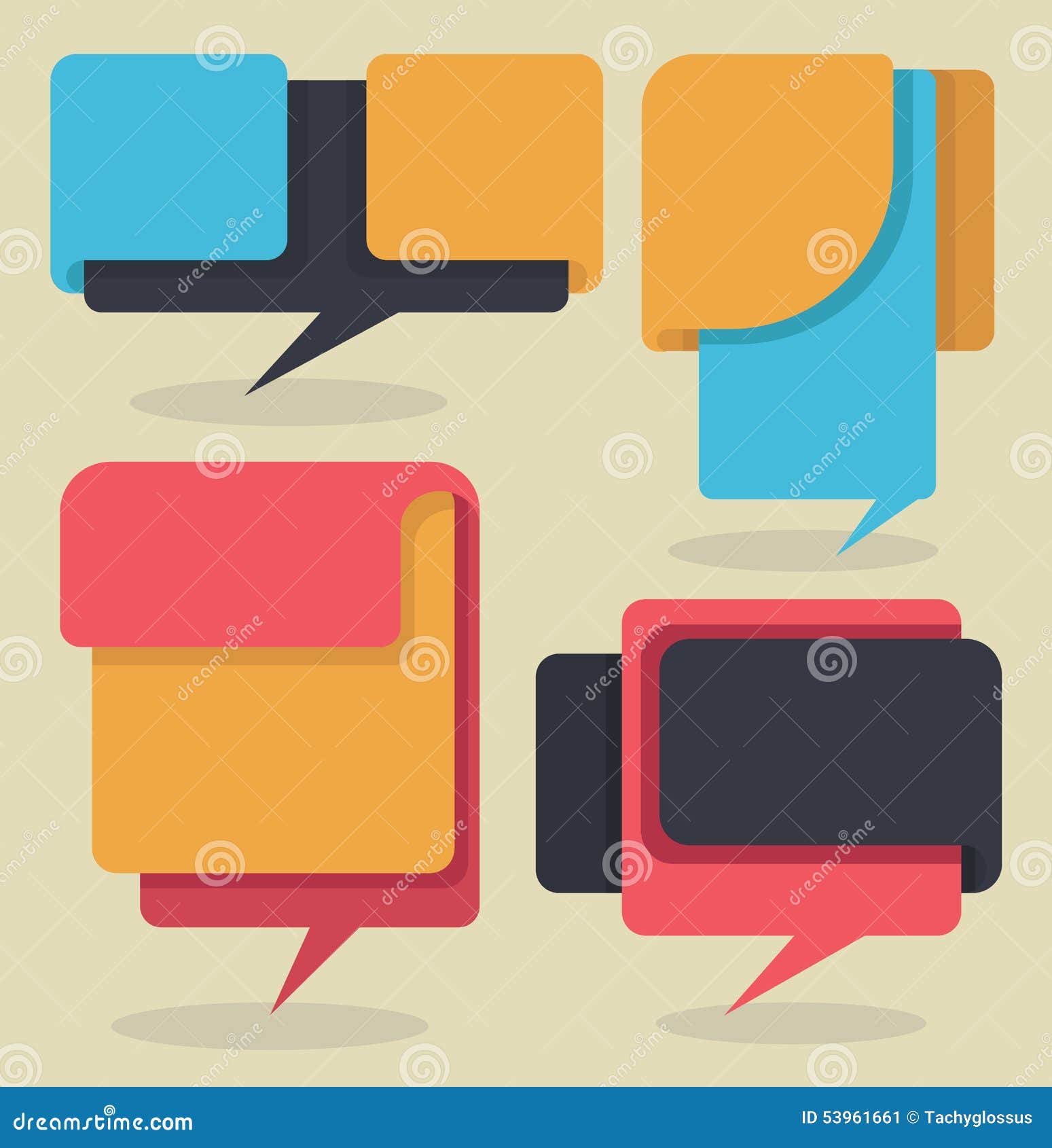 Different Colorful Web Banners and Text Boxes, in Flat Style Stock ...