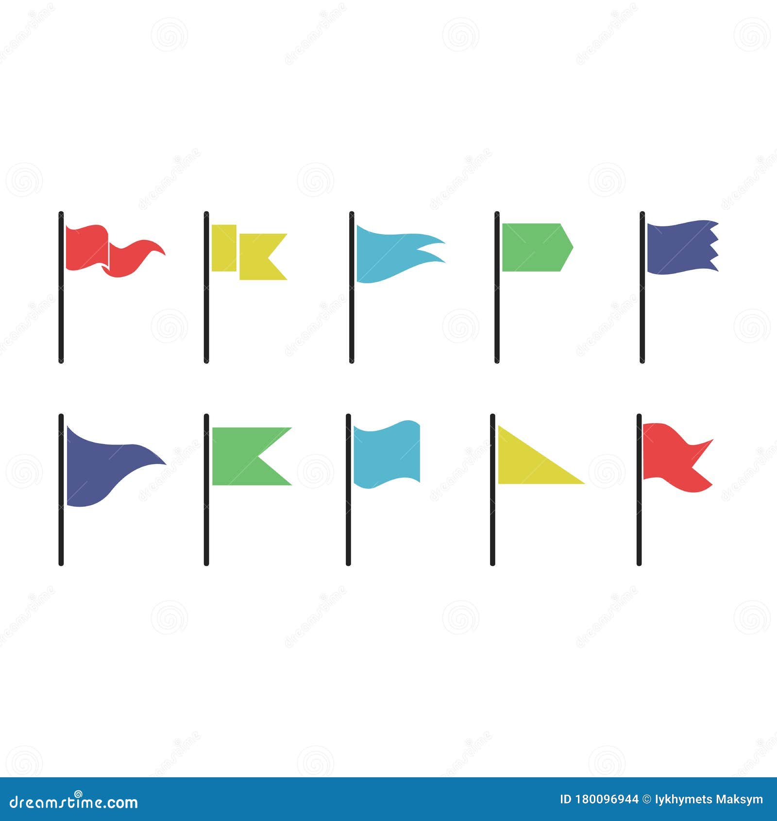 Different Colorfull Flag Icons Set . Vector Illustration on White ...