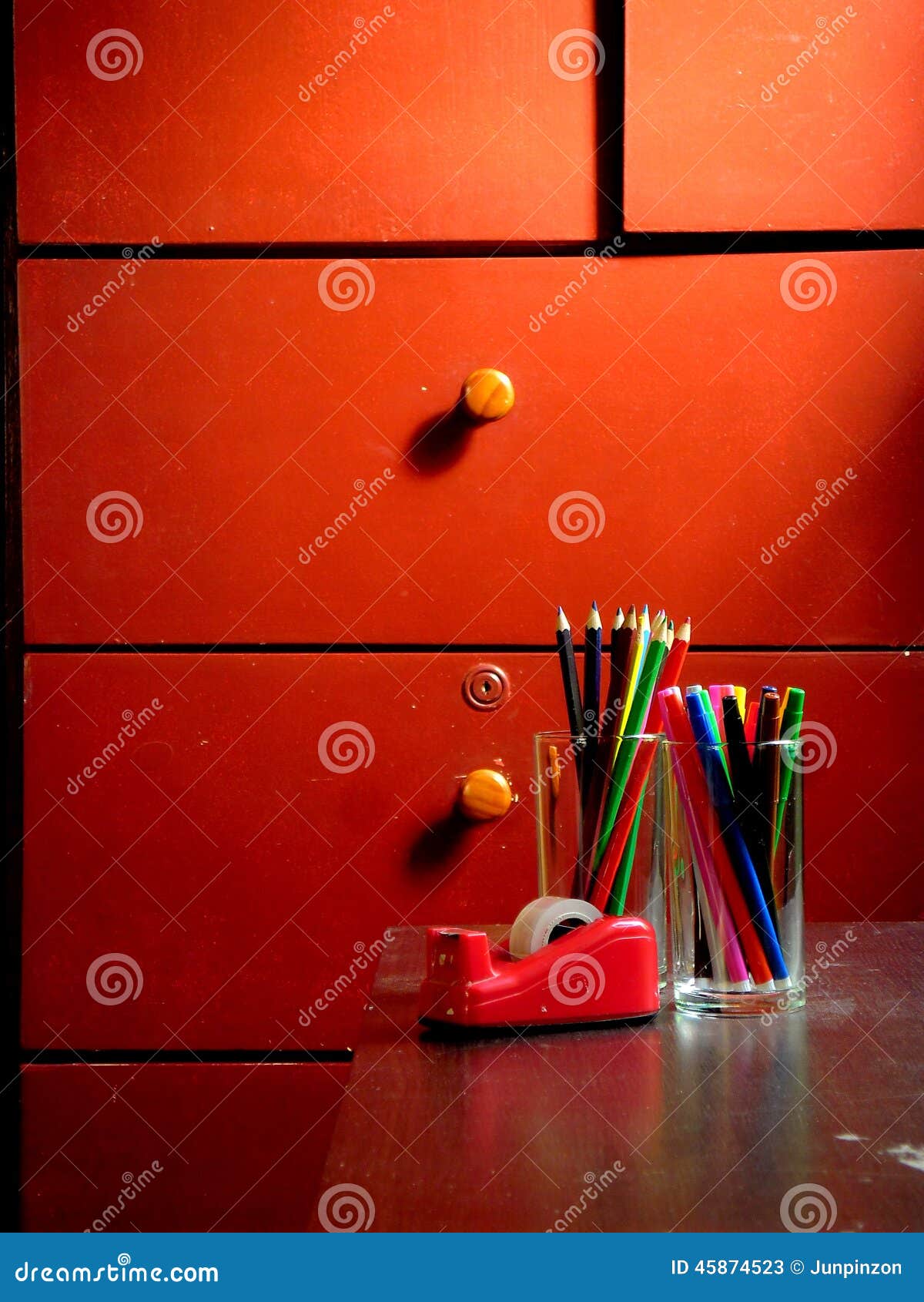 Different Coloring and Art Materials Stock Image - Image of drawer ...