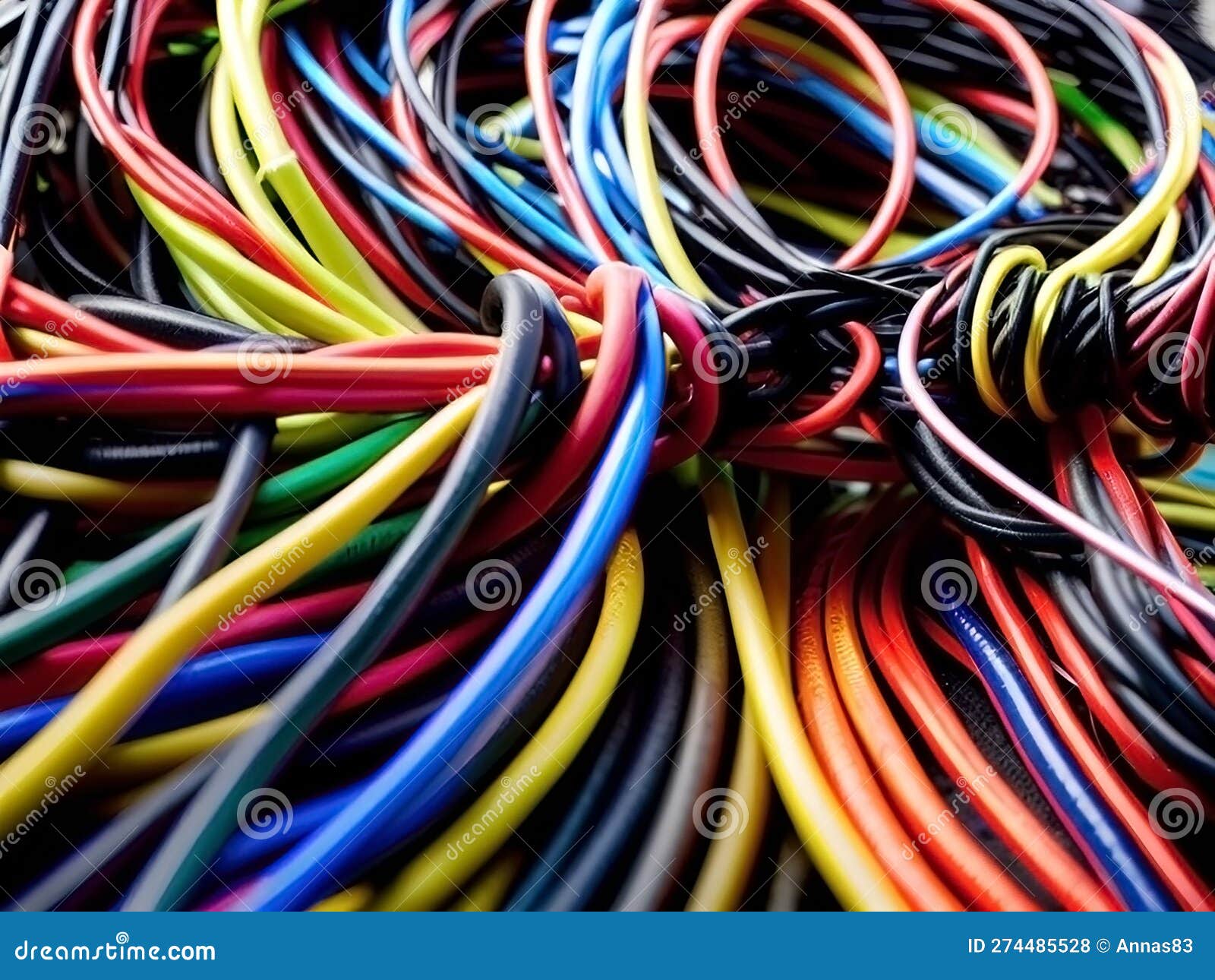 Different Colors Cables Together Stock Photo - Image of line, machine ...