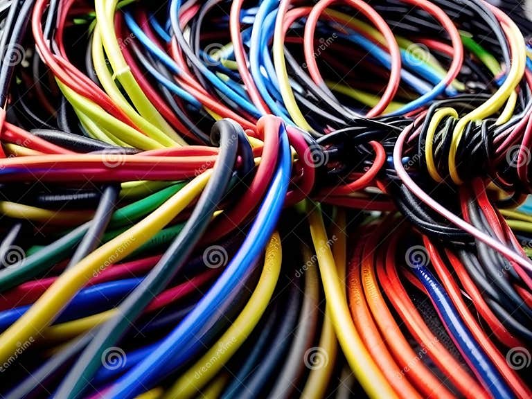Different Colors Cables Together Stock Photo - Image of line, machine ...