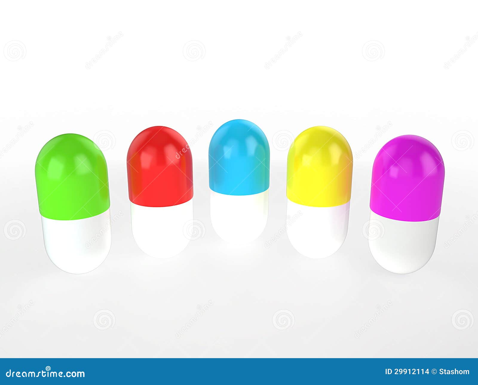 Different Colors Capsules Stand in a Row Stock Illustration ...