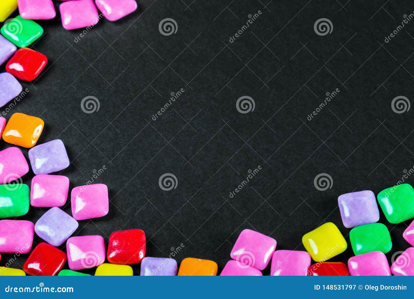 Different Colors of Chewing Gum on a Black Stock Image - Image of food ...