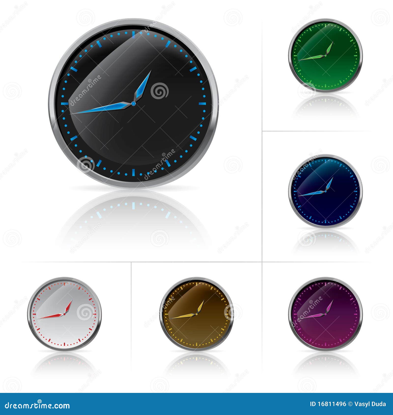 Different colors clock set stock vector. Illustration of office - 16811496