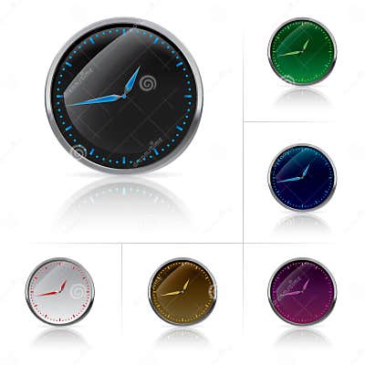 Different colors clock set stock vector. Illustration of office - 16811496