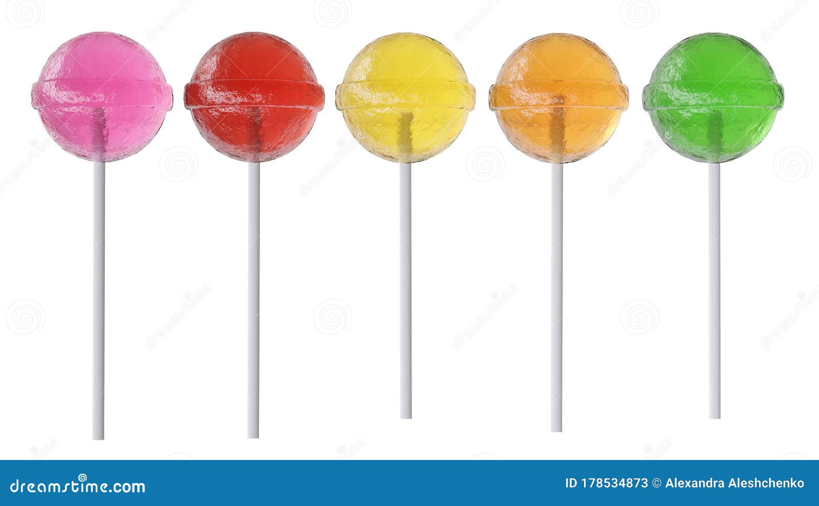 Different Colors Lollipops Isolated on a White Background Stock ...