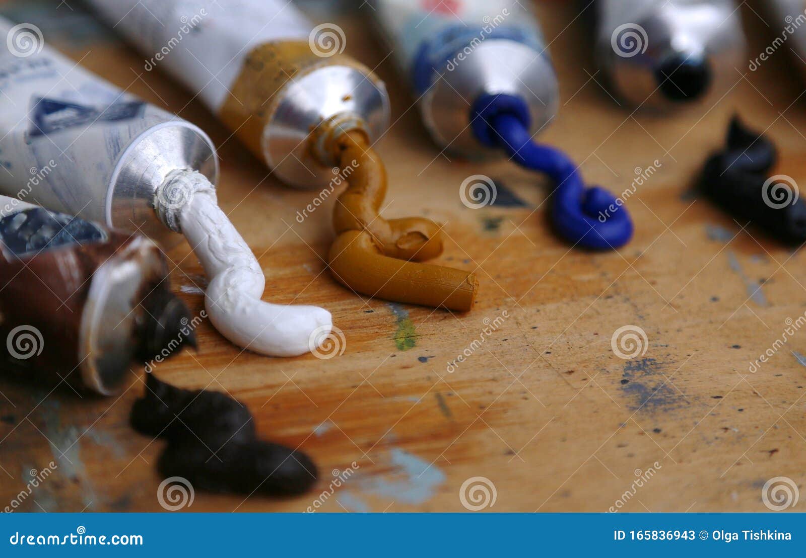 Different Colors of Paint in Pipes for Writing Paintings Stock Image ...