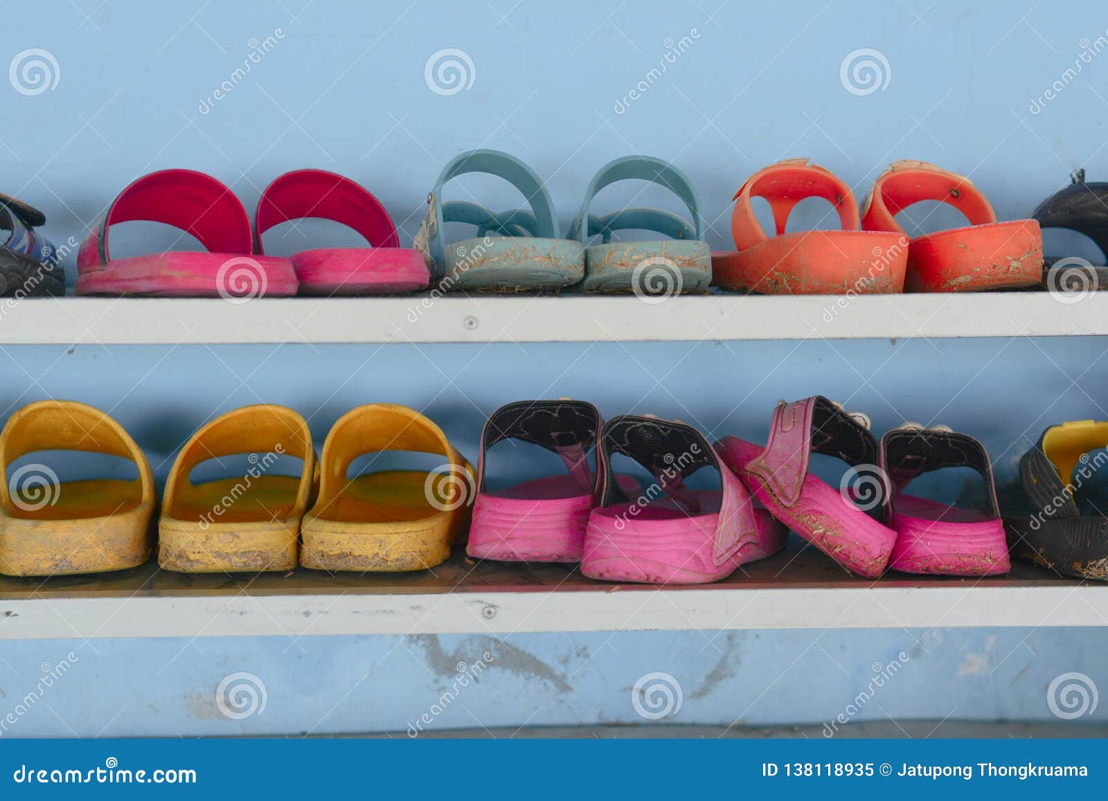 Different Colors Pair of Sandals Stock Image - Image of pair, pink ...
