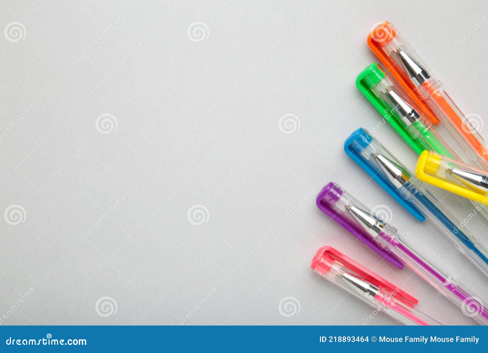 Different Colors Pens on Grey Background. Top View Stock Photo - Image ...
