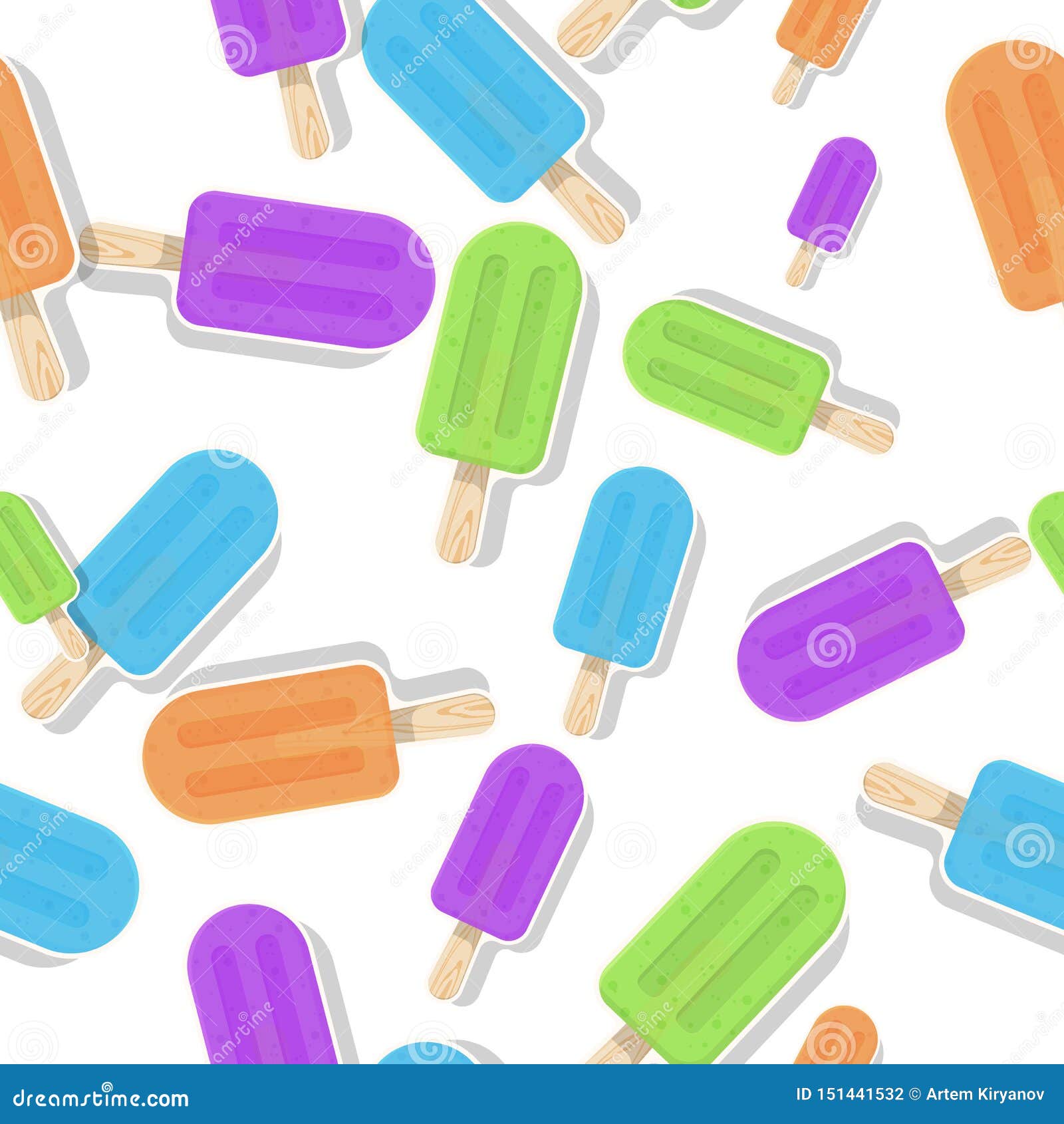 Different Colors Popsicle Seamless Pattern Illustration. Stock ...