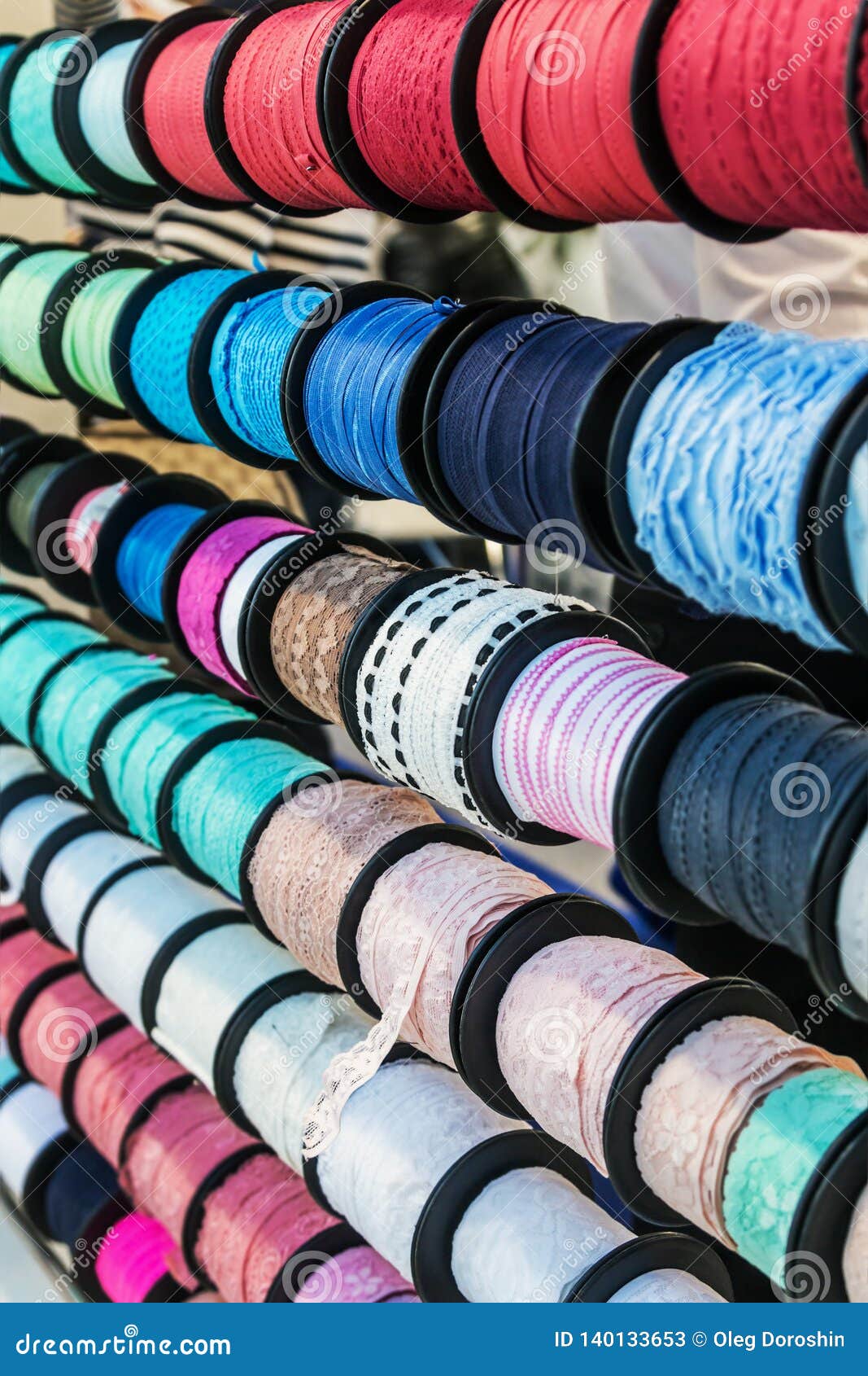 Different Colors of Ribbon for Decoration when Sewing Stock Image ...